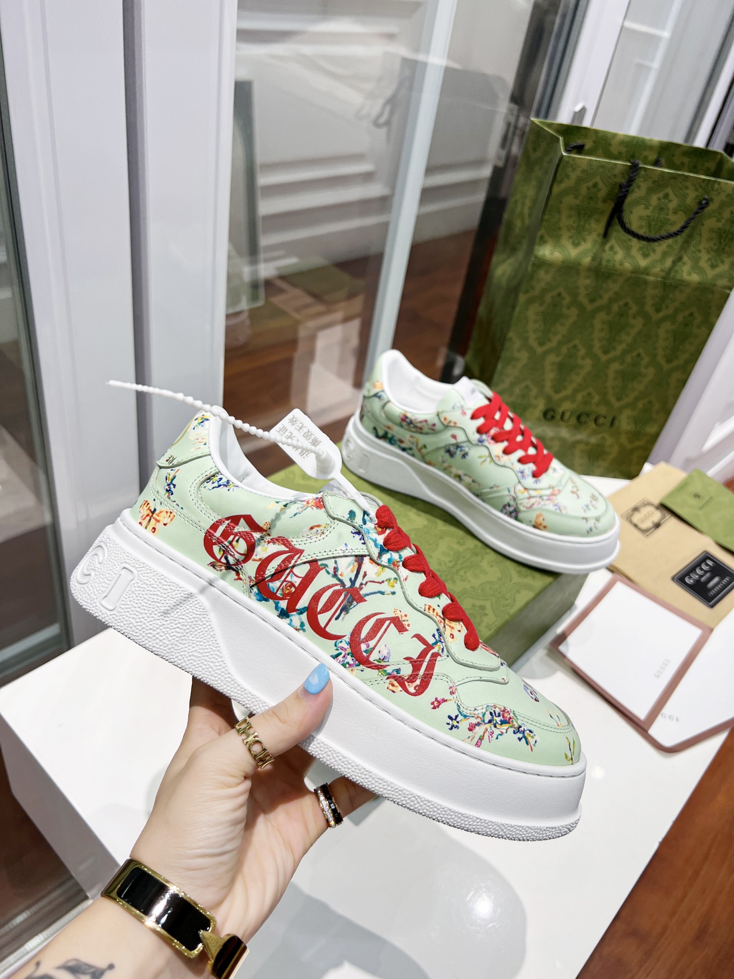 Gucci GG Pattern Sneaker In Green GCGG-004 , Flysneaker , Cheap Gucci ...